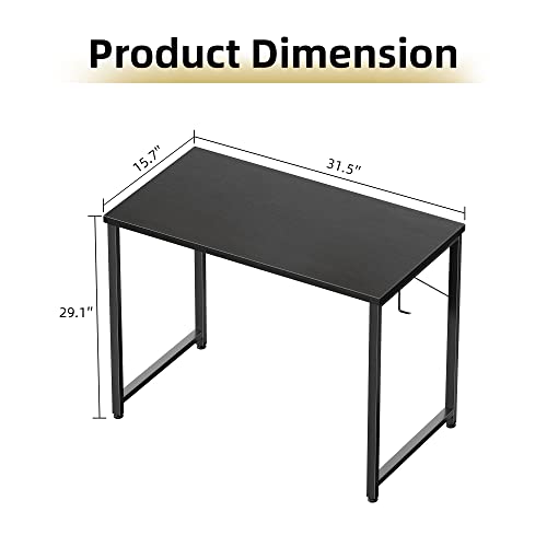 Flrrtenv 31 Inch Computer Desk, Small Desk, Office Desk with Hook, Modern Home Office Desk, Writing Desk, PC Desk, Black