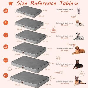 EHEYCIGA Waterproof Dog Beds for Large Dogs with Orthopedic Memory Foam, Grey, 35x23