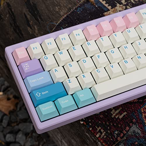 Mintcaps PBT Keycaps 130 Keys Fairy Cherry Profile Keycaps Custom Keyboard Colorful Dye-Sub Keycaps Full Set for Cherry Gateron MX Switches Mechanical Keyboard,White Pink Purple Keycaps