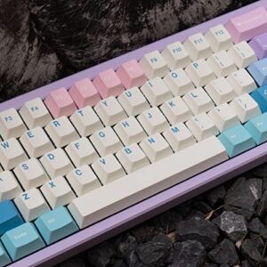 Mintcaps PBT Keycaps 130 Keys Fairy Cherry Profile Keycaps Custom Keyboard Colorful Dye-Sub Keycaps Full Set for Cherry Gateron MX Switches Mechanical Keyboard,White Pink Purple Keycaps