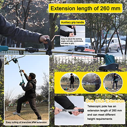 Geevorks String Trimmer/Edger, 21V Electric Weed Wacker Foldable/Telescopic Cordless Weed Eater with Wheels, Lawn Edger with 2PCS 2000mAh Rechargeable Battery/Fast Charger/ 3 Kinds of Blade-s