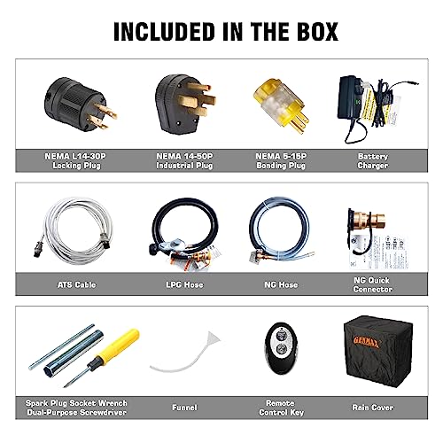 GENMAX GM10500iETC Tri Fuel Inverter Generator,10500-Watt 458cc Tri Fuel Gasoline Propane Natural Gas Portable 50A Generator with Remote Start,Ideal for Home backup power.EPA &CARB Compliant