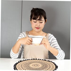 DOITOOL 1pc Burlap Placemat Placemats Round Home Accessories Decor Jute Placemat Dining Table Accessories Round Table Mats Hot Plate Pad Cup Mat Decorative Placemat Creative Placemat Mug