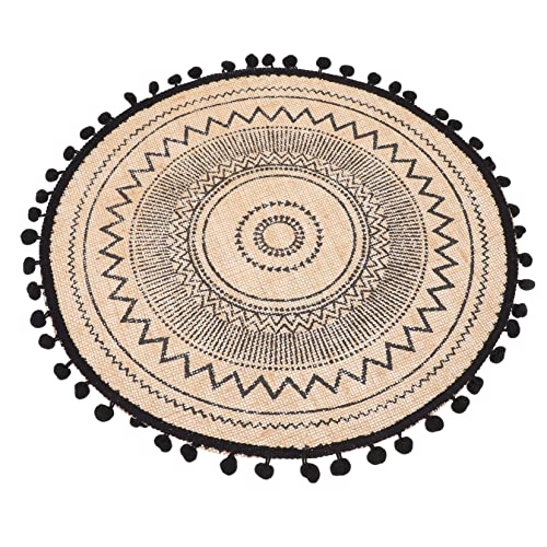 DOITOOL 1pc Burlap Placemat Placemats Round Home Accessories Decor Jute Placemat Dining Table Accessories Round Table Mats Hot Plate Pad Cup Mat Decorative Placemat Creative Placemat Mug