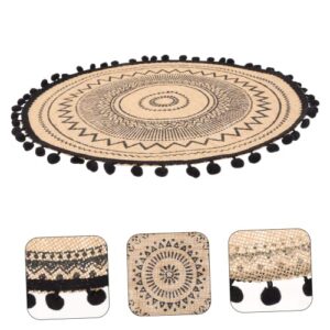 DOITOOL 1pc Burlap Placemat Placemats Round Home Accessories Decor Jute Placemat Dining Table Accessories Round Table Mats Hot Plate Pad Cup Mat Decorative Placemat Creative Placemat Mug