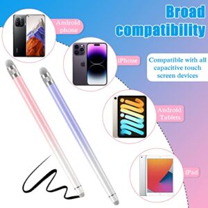 2PCS Stylus Pens for Touch Screens, Pen iPhone/iPad/Tablet Android/Microsoft Surface, Compatible with All Screens(White Pink/White Purple)