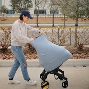 mushie Baby Car Seat Canopy Cover | Breathable & Stretchy Multi Use Cover for Breastfeeding, Nursing, High Chair, Shopping Cart, Strollers (Tradewinds)