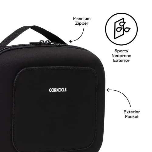 Corkcicle Crushproof Cooler Lunch Box, Reuseable Water Resistant Insulated, Perfect for Traveling with Wine, Beer, Ice Packs, and Lunches, Black Neoprene, Back to School