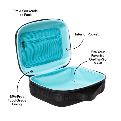 Corkcicle Crushproof Cooler Lunch Box, Reuseable Water Resistant Insulated, Perfect for Traveling with Wine, Beer, Ice Packs, and Lunches, Black Neoprene, Back to School