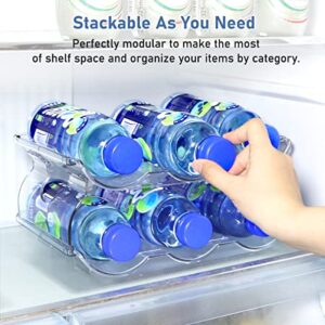 Water Bottle Organizer, 2 Packs Plastic Stackable Water Bottle Holder Bottle Organizer Rack for Cabinet, Fridge, Kitchen Pantry Organization and Storage, Wine Racks Travel Mug Tumbler Organizer