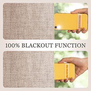 MIULEE 100% Blackout Curtains 72 Inches Long 2 Panels Set for Bedroom Living Room Privacy Linen Black Out Thermal Insulated Rod Pocket Room Darkening Burlap Window Drapes, W52 x L72, Beige