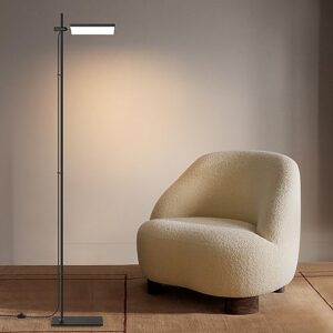 visdanfo modern floor lamp, 360 degree rotation sky led floor lamp office lighting, bright led standing pole light, tall lamps for living room,bedroom,reading,study room (black)