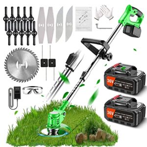 mrzneaoch electric weed wacker 36v weed eater battery powered,with 17 indivual 5 different blade weed eater for home garden yard mowing