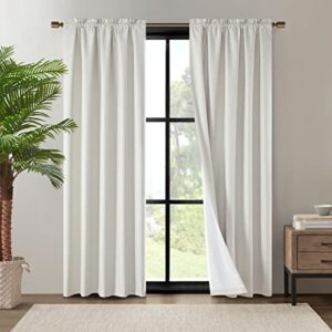 dreaming casa linen blackout curtains 102 inches long 2 panels set beige 100% blackout curtains 52" w x 102" l