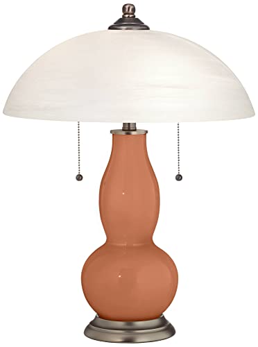 Color + Plus Baked Clay Gourd-Shaped Table Lamp with Alabaster Shade