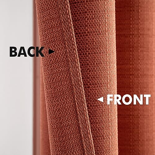 MIULEE Burnt Orange Linen Curtains 72 Inch Length 2 Panels Set for Living Room Bedroom Privacy Fall Farmhouse Burlap Weave Rust Semi Sheer Grommet Light Filtering Window Drapes, W37xL72, Terracotta