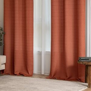 MIULEE Burnt Orange Linen Curtains 72 Inch Length 2 Panels Set for Living Room Bedroom Privacy Fall Farmhouse Burlap Weave Rust Semi Sheer Grommet Light Filtering Window Drapes, W37xL72, Terracotta