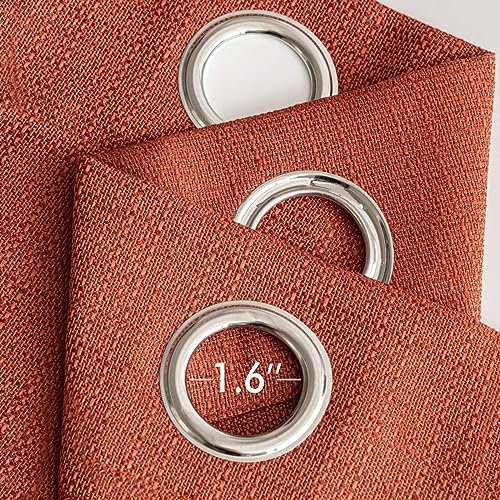 MIULEE Burnt Orange Linen Curtains 72 Inch Length 2 Panels Set for Living Room Bedroom Privacy Fall Farmhouse Burlap Weave Rust Semi Sheer Grommet Light Filtering Window Drapes, W37xL72, Terracotta