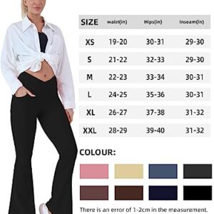 Cicendy Flare Yoga Pants with Pockets for Women,High Waisted V Crossover Bootcut Yoga Leggings Stretchy Casual Workout Pants Black