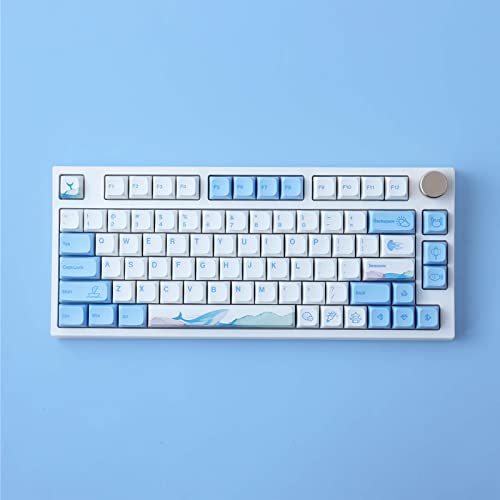 Hyekit PBT Keycaps 137 Keys Melody of The Sea Keycaps Dye-Sublimation Cute Keycaps XDA Profile for Cherry Gateron MX Switches Mechanical Keyboards