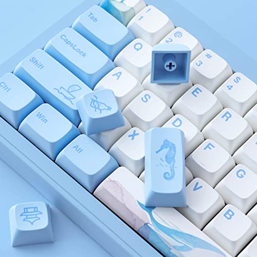 Hyekit PBT Keycaps 137 Keys Melody of The Sea Keycaps Dye-Sublimation Cute Keycaps XDA Profile for Cherry Gateron MX Switches Mechanical Keyboards