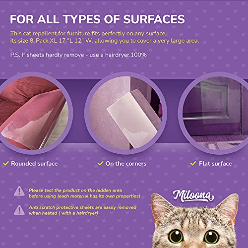 Miloona Anti Cat Scratch Furniture Protector 4 Sheets- Couch Covers for Cats- Cat Scratch Deterrent for Furniture- Couch Scratch Protector from Cats- Anti Scratch Furniture Protector