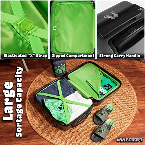 Minecraft Carry On Suitcase for Kids Creeper Cabin Bag with Wheels Luggage Bag for Boys Carry On Travel Bag with Wheels and Handle Small Suitcase with Wheels