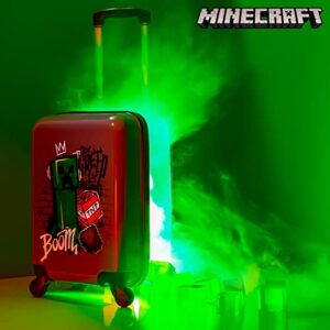 Minecraft Carry On Suitcase for Kids Creeper Cabin Bag with Wheels Luggage Bag for Boys Carry On Travel Bag with Wheels and Handle Small Suitcase with Wheels