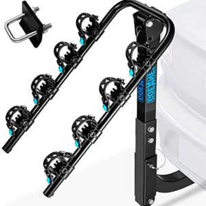 4 Bike Rack Hitch Mount(180 lbs Capacity), Bike Hitch Hanging Rack and Carrier for Car, SUV and Truck with 2” Receiver, High Strength Double Arms, Anti-Rattle System