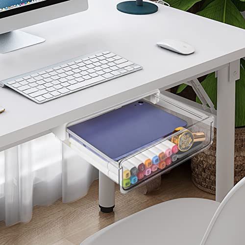 The drawers under the table are easy to organize, transparent plastic pencil drawer under the table, hidden drawer, transparent pencil drawer (Standard)