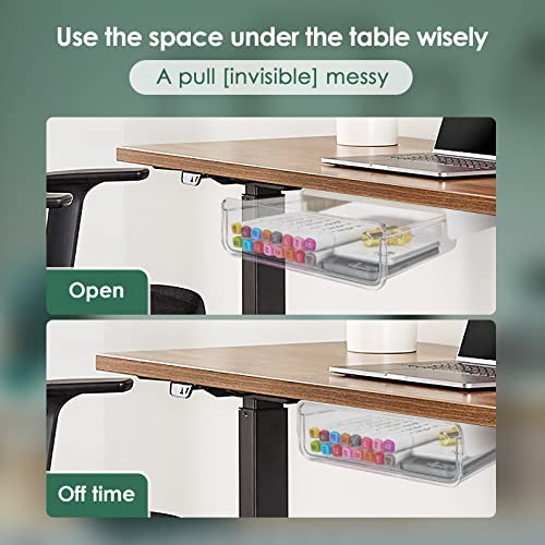 The drawers under the table are easy to organize, transparent plastic pencil drawer under the table, hidden drawer, transparent pencil drawer (Standard)