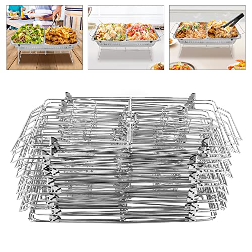 Ethedeal Chafing Wire Racks, 24PCS Folding Full Size Chafing Racks Buffet Stand Dish Serving Trays, Food Warmer Stand for Parties Occasions Wedding Events, Silver