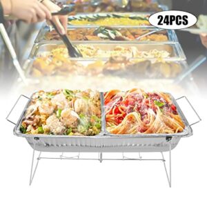 Ethedeal Chafing Wire Racks, 24PCS Folding Full Size Chafing Racks Buffet Stand Dish Serving Trays, Food Warmer Stand for Parties Occasions Wedding Events, Silver