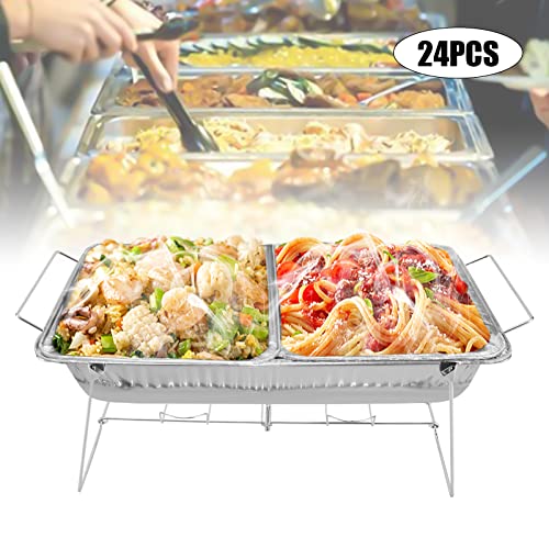 Ethedeal Chafing Wire Racks, 24PCS Folding Full Size Chafing Racks Buffet Stand Dish Serving Trays, Food Warmer Stand for Parties Occasions Wedding Events, Silver