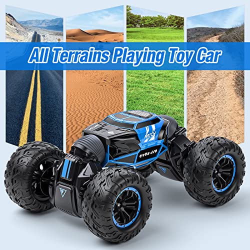 Powerextra Gesture Rc Car, 4WD 2.4GHz Remote Control Car, Double Side Transform Off Road Rc Stunt Car, Two Rechargeable Batteries, 50+ Mins Play Car for 6-12 Year Old Boys & Girls