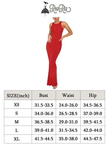 REORIA Women's Summer Sexy Casual Lounge Tank Long Dress Elegant Wedding Guest Sleeveless Halter Neck Bodycon Maxi Dresses Coffee Medium