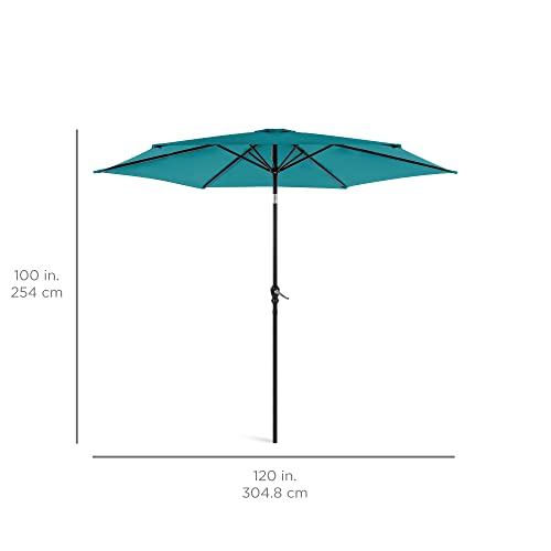 Best Choice Products 10ft Outdoor Steel Polyester Market Patio Umbrella w/Crank, Easy Push Button, Tilt, Table Compatible - Cerulean