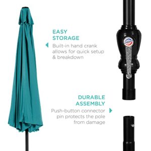 Best Choice Products 10ft Outdoor Steel Polyester Market Patio Umbrella w/Crank, Easy Push Button, Tilt, Table Compatible - Cerulean