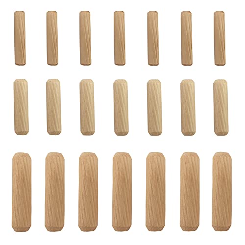 21pcs Wooden Dowels Assorted M6 M8 M10 Hard Wood Grooved Plugs Furniture Woodwork Grooved Fluted Pin Craft for Grooved Fluted, Craft, DIY, Carpentry (6mm 8mm 10mm)