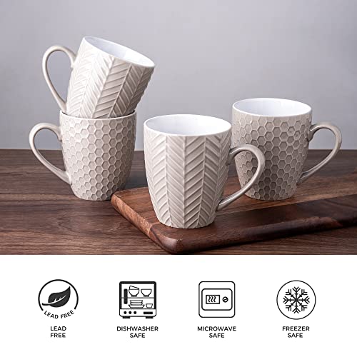 AmorArc 15oz Coffee Mugs Set of 6, Large Ceramic Coffee Mugs for Men Women Dad Mom, Modern Coffee Mugs with handle for Tea/Latte/Cappuccino/Cocoa. Dishwasher&Microwave Safe, Cinder Brown