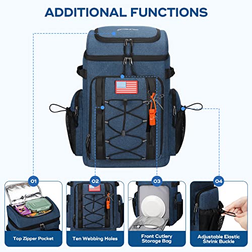 Maelstrom Cooler Backpack,50 Can Insulated Soft Backpack Cooler,Portable Lightweight Leakproof Cooler Bag,Large Capacity Beach Cooler,Waterproof Lunch Backpack for Men Women-Blue