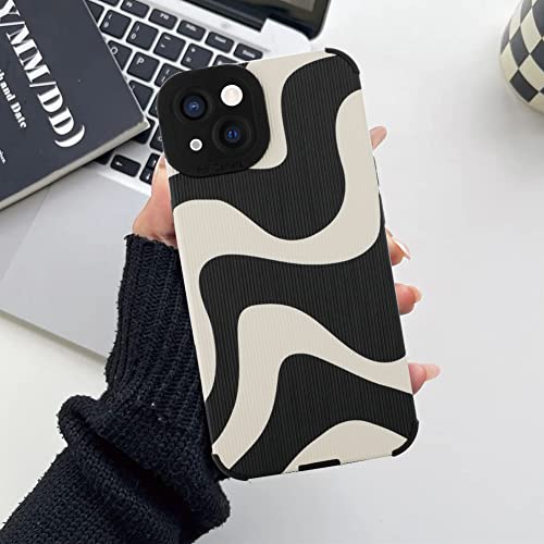 Wlxee Compatible iPhone 13 6.1 "2021 Wave Pattern Mobile Phone Case, Soft TPU Bumper Silicone Glue Mobile Phone Case Cute Zebra Pattern Pattern Designed for Female Girls