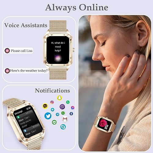 Colesma Smart Watch for Women,1.59" Small Smartwatch with Bluetooth Call, Voice Assistant Fitness Watch with Activity Tracker, Monitor Heart Rate/Blood Pressure/SpO2/Sleep for Android iPhone