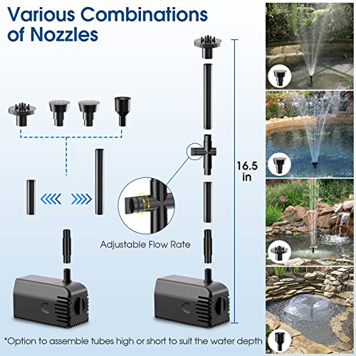 Solar Water Pump Antfraer, 12W Solar Fountain Pump 160GPH Flow Adjustable with 6.6FT PVC Tubing, Solar Powered Water Pump for Fish Pond Garden Waterfall Hydroponics DIY Water Features