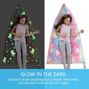 HOMBYS Glow in The Dark Bean Bag Chairs for Kids,Extra Large Beanbag Cover for Stuffed Animals Storage,Plush Toys Holder and Organizer-Premium Flannel Without Filling