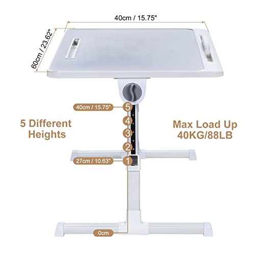 PATIKIL Laptop Bed Tray Table, 23.6"x15.7", Foldable Lap Desk with Storage Drawer, Adjustable Bed Desk for Laptop Bed Working, Eating, Writing, Gaming, Drawing, Grey