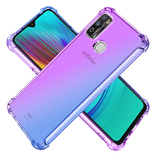 KOARWVC Case for Hot 11 Play/Hot 10 Play Case, Hot 9 Play X680 Case, Crystal Clear Case Gradient Slim Anti Scratch TPU Shockproof Protective Phone Cases Cover for Infinix Hot 11 Play (Purple/Blue)