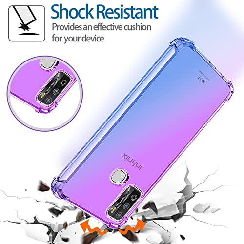 KOARWVC Case for Hot 11 Play/Hot 10 Play Case, Hot 9 Play X680 Case, Crystal Clear Case Gradient Slim Anti Scratch TPU Shockproof Protective Phone Cases Cover for Infinix Hot 11 Play (Purple/Blue)