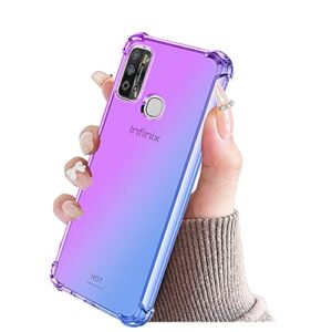 KOARWVC Case for Hot 11 Play/Hot 10 Play Case, Hot 9 Play X680 Case, Crystal Clear Case Gradient Slim Anti Scratch TPU Shockproof Protective Phone Cases Cover for Infinix Hot 11 Play (Purple/Blue)