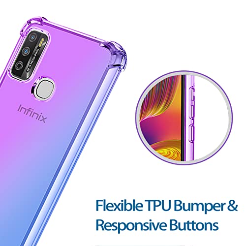 KOARWVC Case for Hot 11 Play/Hot 10 Play Case, Hot 9 Play X680 Case, Crystal Clear Case Gradient Slim Anti Scratch TPU Shockproof Protective Phone Cases Cover for Infinix Hot 11 Play (Purple/Blue)